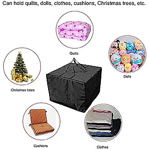Square Cushion Storage Bag Outdoor Cushion Storage Bags Water Resistant All Weather Protection with Zipper and Handle Garden Furniture Cushion Carrying Bags-81x81x61cm (Black)
