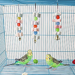 S-Mechanic 3Packs Parrot Chewing Toy Beak Trimmer Calcium Stone with BellParrot for Cockatiel Conure African Grey Amazon Parrots Parakeet Cockatiel Bird (Style-2)