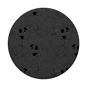 Skull and Hibiscus Rose On Gray Pattern Halloween Flower PopSockets Standard PopGrip