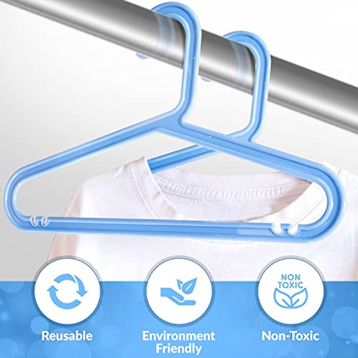 25 Pack Non-Toxic Plastic Hangers Kiddo's Closet Children Everyday's Hangers | Toddler and Teen Hangers in Blue and Pink Color | Non-Slip Plastic Slim Hangers | Toddler Hangers to Hang Their Stuff