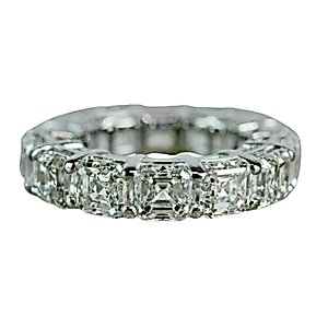 Sid Gems 4Ct Asscher Moissanite Womens Eternity Wedding Ring Band 14K White Gold Over (7)