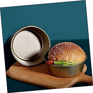 Yardwe 2pcs Burger Mold Pizza Bread Baking Molds Cake Pan Set Round Canning Set Chocolate Chip Muffins Stainless Steel Saucepan Reusable Mold Cake Mould Meatloaf Mold Golden Carbon Steel