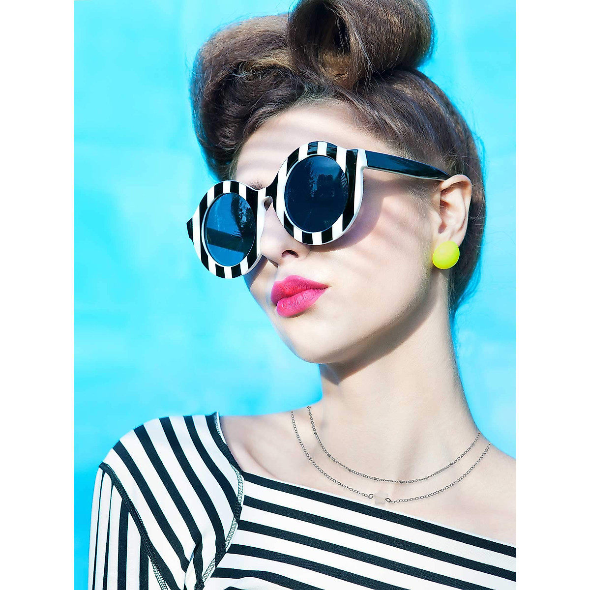 BBTO 9 Pieces Women Girls Layered Choker Necklace Sliver Layered Pendant Choker Jewelry Set (Style 1)