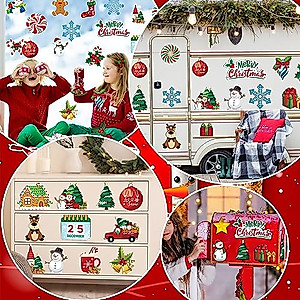 Kanayu 30 Christmas Theme Fridge Sticker Christmas Refrigerator Magnet Santa Claus Snowman Dwarf Snowflake Candy Fridge Magnet Stickers Decorations Xmas Magnet Stickers for Car Kitchen Garage
