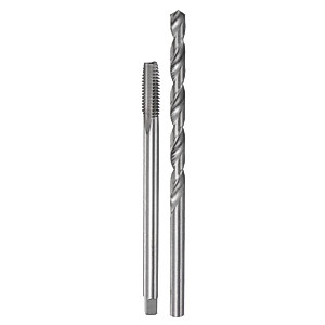 uxcell Tap & Bit Sets, 3/8-16 UNC H2 Straight Flute Machine Thread Milling Tap Extra Long, 8mm High Speed Steel (HSS) Twist Drill Bit