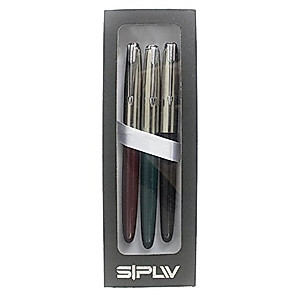 SIPLIV 3PCS Classic Fountain Pen Hero 616, in 3 Colors, Silver Trim