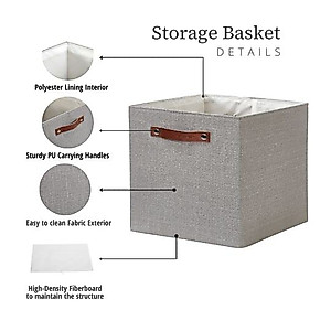 DECOMOMO Cubby Storage Bins | 13x15x13inch Fabric Storage Cubes for Kallax Shelves Cloth Nursery Decorative with Handles (Grey, Kallax - 15"L X 13"W X 13"H - 3P)