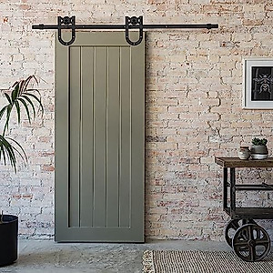 American Barn Door Pulley Hardware Horseshoe Single Side 1.83m Single Door - Heavy Duty Sliding Door Track Kit for Interior/Exterior Doors