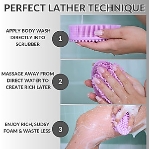 Avilana Exfoliating Silicone Body Scrubber Easy to Clean, Lathers Well, Long Lasting, And More Hygienic Than Traditional Loofah (Lavender)