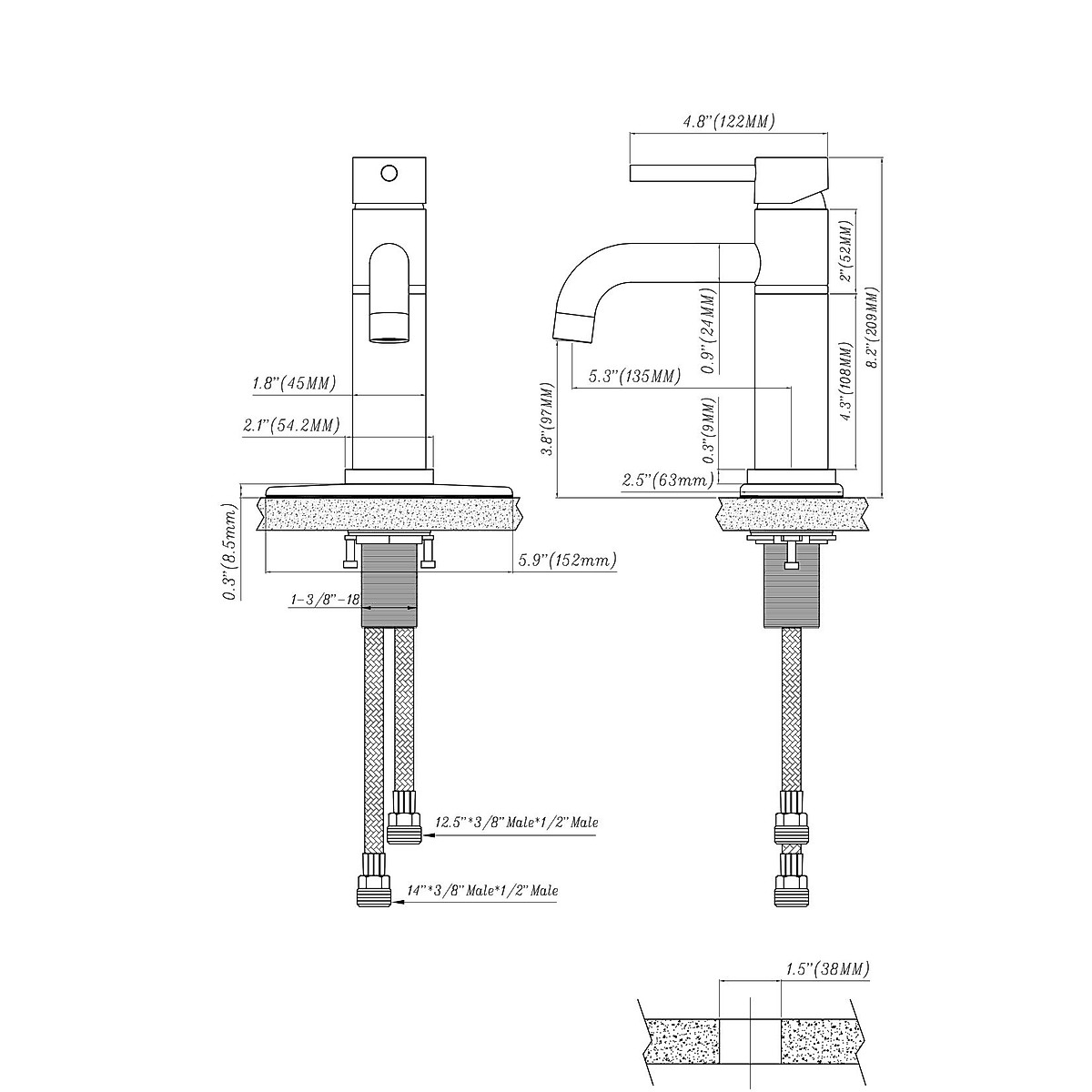 Dura Faucet RV Single Handle Lever Vessel Bathroom Sink Faucet - Single Hole (Brushed Satin Nickel)