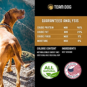TEAM DOG Beef Trachea Dog Chews | Single Ingredient Dog Treat | 100% Freeze Dried Beef Gullet Sticks for Dogs | Supports Healthy Teeth & Gums | All Natural Esophagus Dog Treats Made in USA | 3 Per Bag