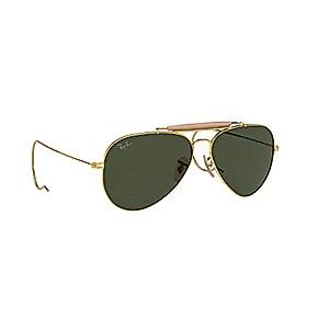 Ray-Ban RB3030 Outdoorsman I Aviator Sunglasses, Polished Gold/G-15 Green, 58 mm