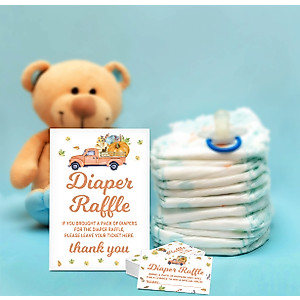Gihyan Baby Shower Game Set - 1 Self-Standing Sign + 50 Guessing Cards, Fall Thanksgiving Day Diaper Raffle Tickets