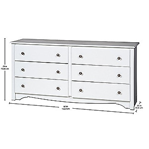 Sonoma 6 Drawer Double Dresser for Bedroom, White
