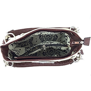 Justin West Western Tooled Rhinestone Concho Flower Embroidery Gleaming Design Chain Shoulder Handbag Purse with Concealed Carry and Phone Slot (Black)