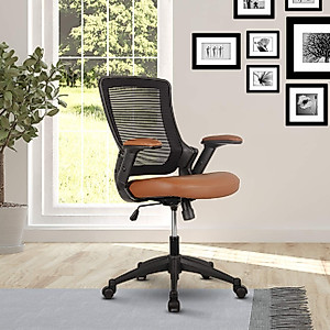 Techni Mobili Height Adjustable Arms Mid-Back Mesh Task Office Chair, 25" W x 25" D x 34-44" H, Brown