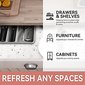 Ray Star Cabinet Liner, 18Inch X 8Feet Waterproof Shelf Liners for Kitchen Cabinets Non-Adhesive Unique Floral Non Slip Grip Liner Easy Clean Pantry Refrigerator Cupboard Drawer