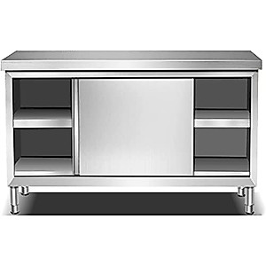 Business Hotel Kitchen Work Catering Table, Stainless Steel Table Commercial Work Prep Table with Adjustable Lower Galvanized Shelf Heavy Duty Table for Restaurant, Kitchen Rack (Size : 100x50x80cm)