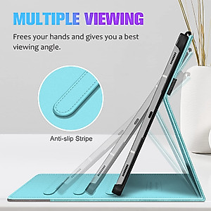 Fintie Case for Samsung Galaxy Tab S10 Plus/ S9 Plus/ S8 Plus/ S7 FE/ S7 Plus 12.4 Inch, Multi-Angle Viewing Protective Cover with Pocket, Auto Sleep/Wake, Turquoise