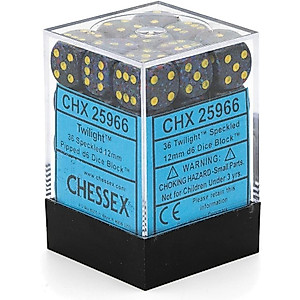 DND Dice Set-Chessex D&D Dice-12mm Speckled Twilight Plastic Polyhedral Dice Set-Dungeons and Dragons Dice Includes 36 Dice – D6