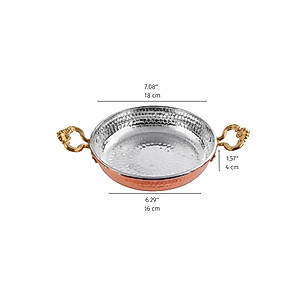 DESTALYA Copper Pan 7.08'' Hammered Handmade Authentic Red Copper Skillet with Metal Handles for Cooking Egg Omelet Frying Pot Stove Top Turkish Sahan 18 cm
