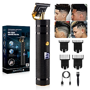 Hair Clippers for Men, Beard Trimmer Zero Gapped Cordless Hair Trimmer T-Blade Trimmer Mens Hair Clippers Shaver Edgers Clippers Grooming Kit with Guide Combs Gifts for Men (Gold)