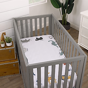 NoJo Zoo Animals Multi Character 100% Cotton Photo Op Fitted Crib Sheet