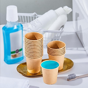 SIUQ 400 Pack 3 oz Kraft Paper Cups, Disposable Bathroom Cups, Mini Mouthwash Cups, Hot/Cold Beverage Drinking Cup for Gargle Espresso Juice Medicine (Brown)