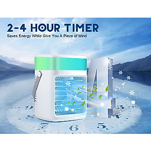 Portable Air Conditioners, Evaporative Personal Air Conditioner Cooling Fan with 3 Powerful Wind Speed & Cool Mist, Mini Air Conditioner with Aroma Diffuser,Quiet AC Air Cooler for Car Bedroom Camping