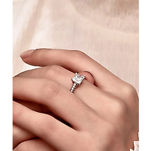 ZLAEBL 2.24 Carat (ctw) moissanite Engagement Rings for Women Princess Cut moissanite Rings Platinum Plated Silver Rings Wedding Band for Women Gifts Diamond Rings,9