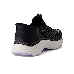 Skechers Women's Max Cushioning Arch Fit Fluidity Hands Free Slip-Ins Sneaker, Black/Purple, 8.5