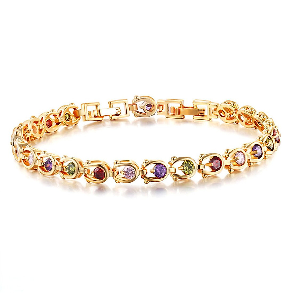 Women Bracelets, 18K Multi-Gemstone and Diamond Tennis Bracelet Gold Heart Bracelets for Women (Diamond Bracelet)