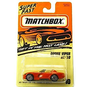 DODGE VIPER RT/10 (red) 1995-96 Matchbox #10 Super Fast series 1:64 scale (2.5 inches) vehicle (ORIGINAL, VINTAGE)