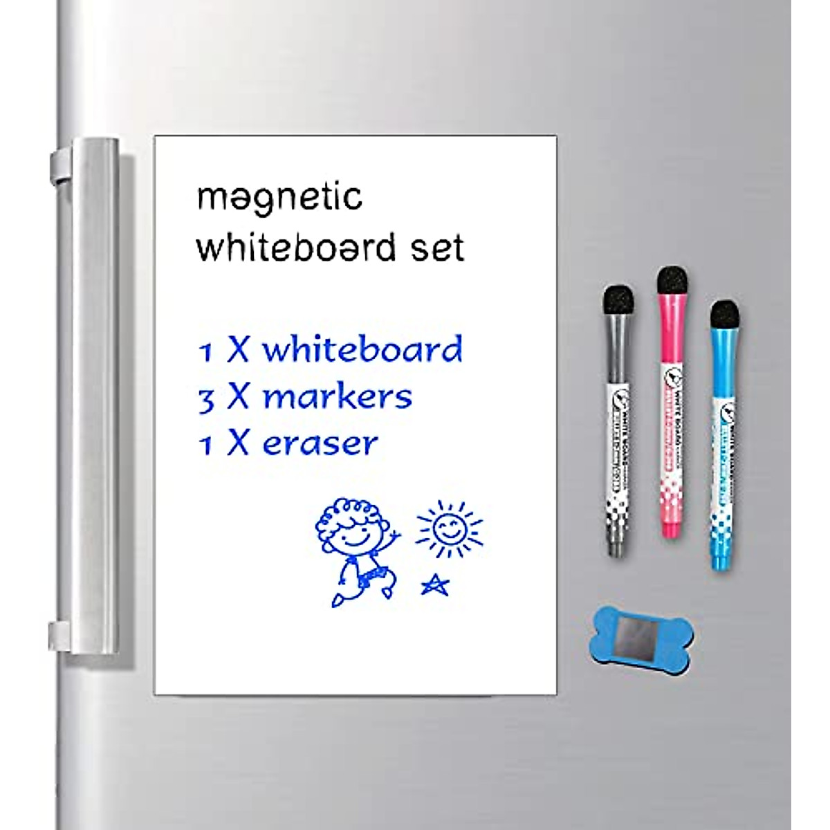 Whiteboard Magnetic Dry Erase Board Self Adhesive for Any Smooth Surface with New Stain Resistant Technology,Home Kitchen Fridge Shopping List and Office Notice Board (12” X 8”)