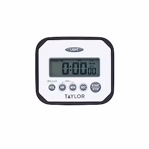 Taylor Pro Kitchen Timer, Water-Resistant Digital Timer, Heavy Duty, Countdown Clock, White,9 x 8 cm