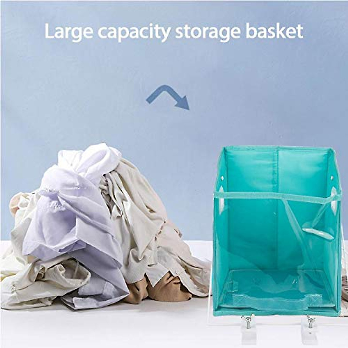 Closet Caddy Clothes Organizer Pull Down Shelf Basket Rotatable Retrieve Foldable with Clear Window Carry for Bedroom