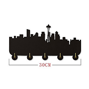The Geeky Days America Seattle Skyline Tourist Attraction Wall Hooks Coat Hanger Household Decor Modern Wall Decor Bedroom Bathroom Door Clothes Robe Towel Hooks