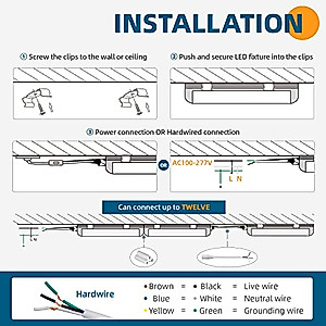 Barrina LED Shop Light 2ft, 20W 2500LM 5000K, T8 LED Light Fixture, Clear Cover, Ceiling and Utility Shop Light, Linkable Tube Lights, Shop Lights for Room, Garage, Workbench, Warehouse, 2-Pack