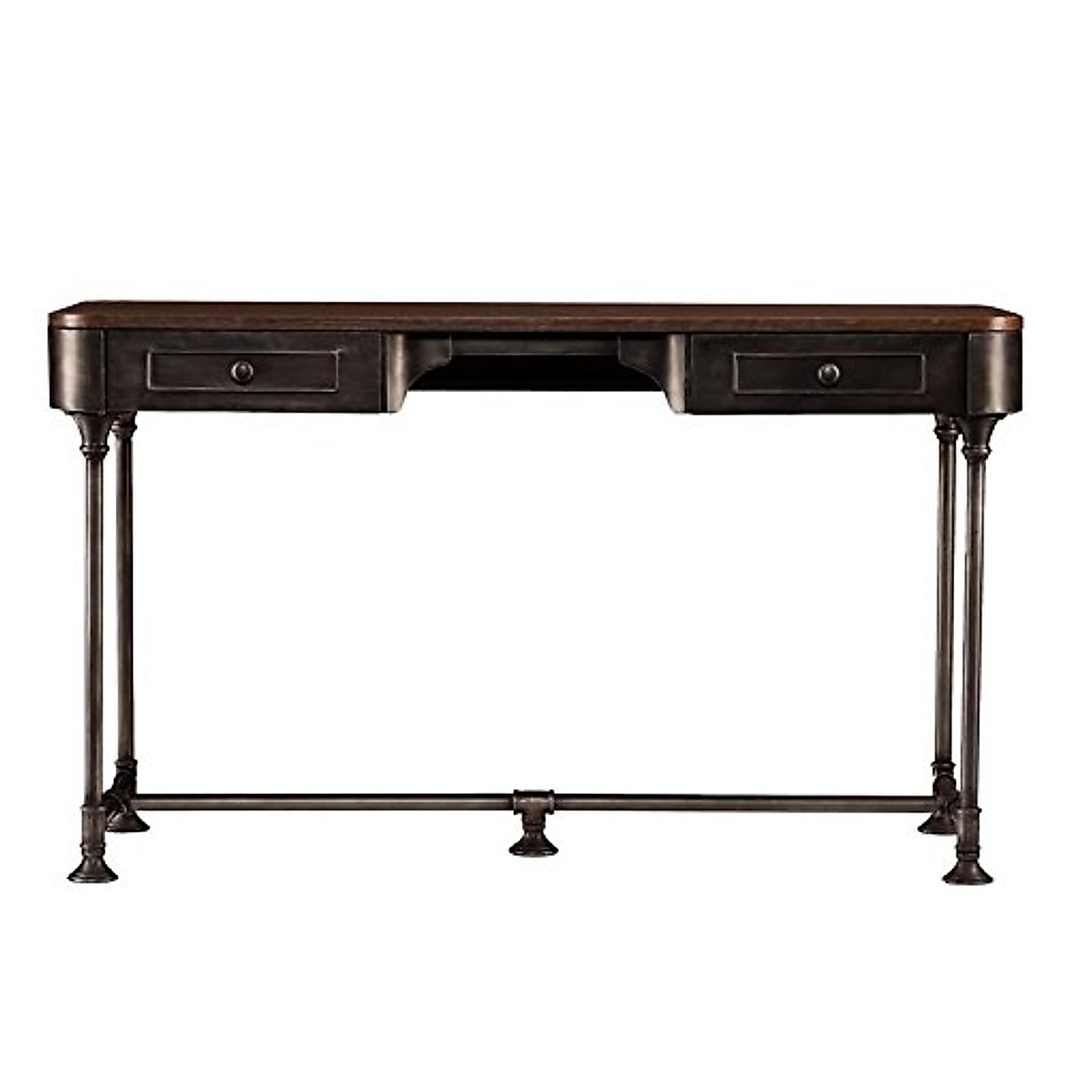 SEI Furniture Edison 2-Drawer Desk, Dark Tobacco with Industrial Gray