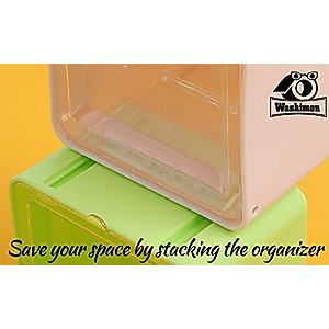Washimon Washi Tape Organizer - Stackable Plastic Storage Box - Clear Art Supply Holder (Pink 4pcs)