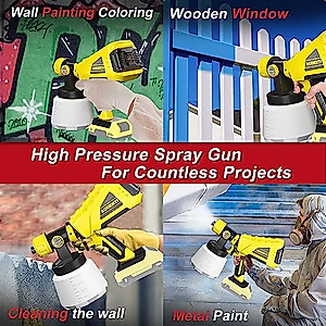 Cordless Paint Sprayer for DEWALT 20V Max Battery, HVLP Electric Tools Spray Paint Gun, Paint Sprayers for Home Interior and Exterior/Furniture/Cabinets/Walls/Fence/Ceiling (Battery NOT Included)