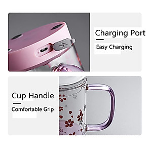 Jadelute Automatic stirring cup, high borosilicate glass, suitable for coffee, milk,granule,syrup,sachets and other drinks丨Sakura 400ml