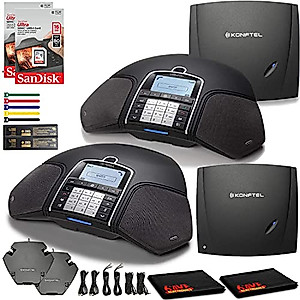 Konftel 300Wx Wireless Conference Phone w/Analog DECT Base Station + Sandisk 16GB Card to Record Calls + Belkin PowerStrip and More - Double Conference Room Bundle