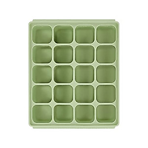 PETINUBE Silicone Freezer Tray, Baby Food Storage Cubes with Clip-On Lid, Freeze Baby Food, Soups, Purees, Ice, Easy and Safe Design, Made in Korea (20cubes 0.8oz, Celadon Green)