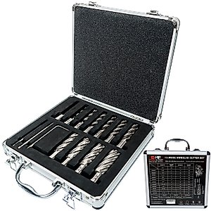 Annular Cutter Set 13 Pcs by S&F STEAD & FAST, Cutting Depth 2" Cutting Diameter 7/16" to 1-1/16" Inch, Mag Drill Bits Kit for Magnetic Drill Press, with 2 Pilot Pins