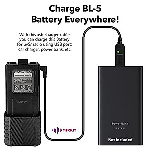 Mirkit Baofeng Accessories Set: Baofeng Battery BL-5L 3800mah with Baofeng USB Charging Cable Compatible with Baofeng UV- 5R MK2 MK3 MK4 MK5 BF-F8HP UV-5RX3 RD-5R UV-5RTP UV-5X3 by Mirkit Radio