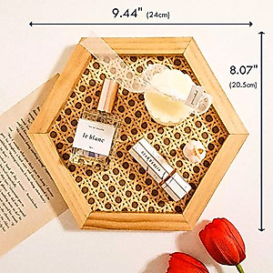 Hexagon Premium Rattan hometray, Serving Tray, Rattan Food Tray, Handmade Rattan Tray, Coffee Tray, Tray Hexagonal, Accessory Trays, Jewelry Tray, Decorate Tray (Wood)