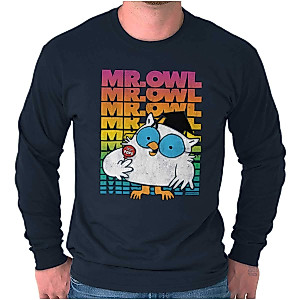 Mr Owl Vintage Retro Tootsie Pops Long Sleeve Tshirt Men Women Navy