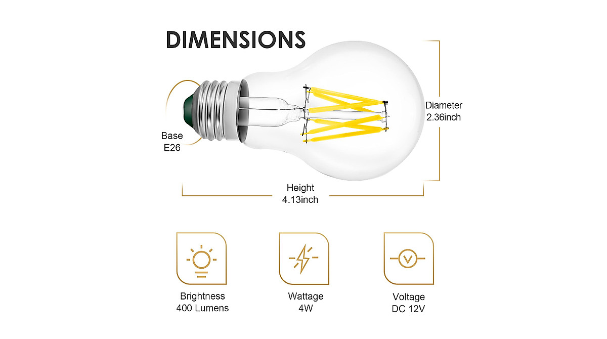 LEESANRAN 12V 24V 36V Vintage Edison Light Bulbs Low Voltage 3pack Warm ...