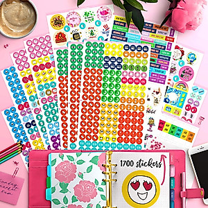 Mirida Planner Stickers – 1700 Productivity Mini Icons for Adults Calendar – Work, Daily To Do, Budget, Family, Holidays, Journaling – Variety Pack with Monthly Tabs